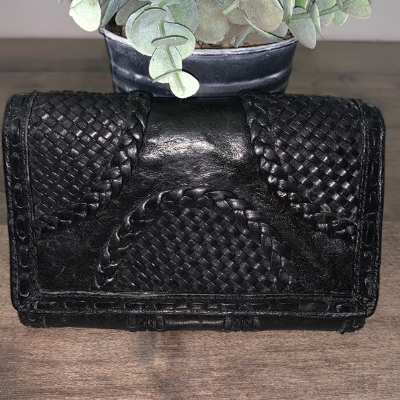 Lockheart | Bags | Lockheart Black Leather Weaved Wallet | Poshmark